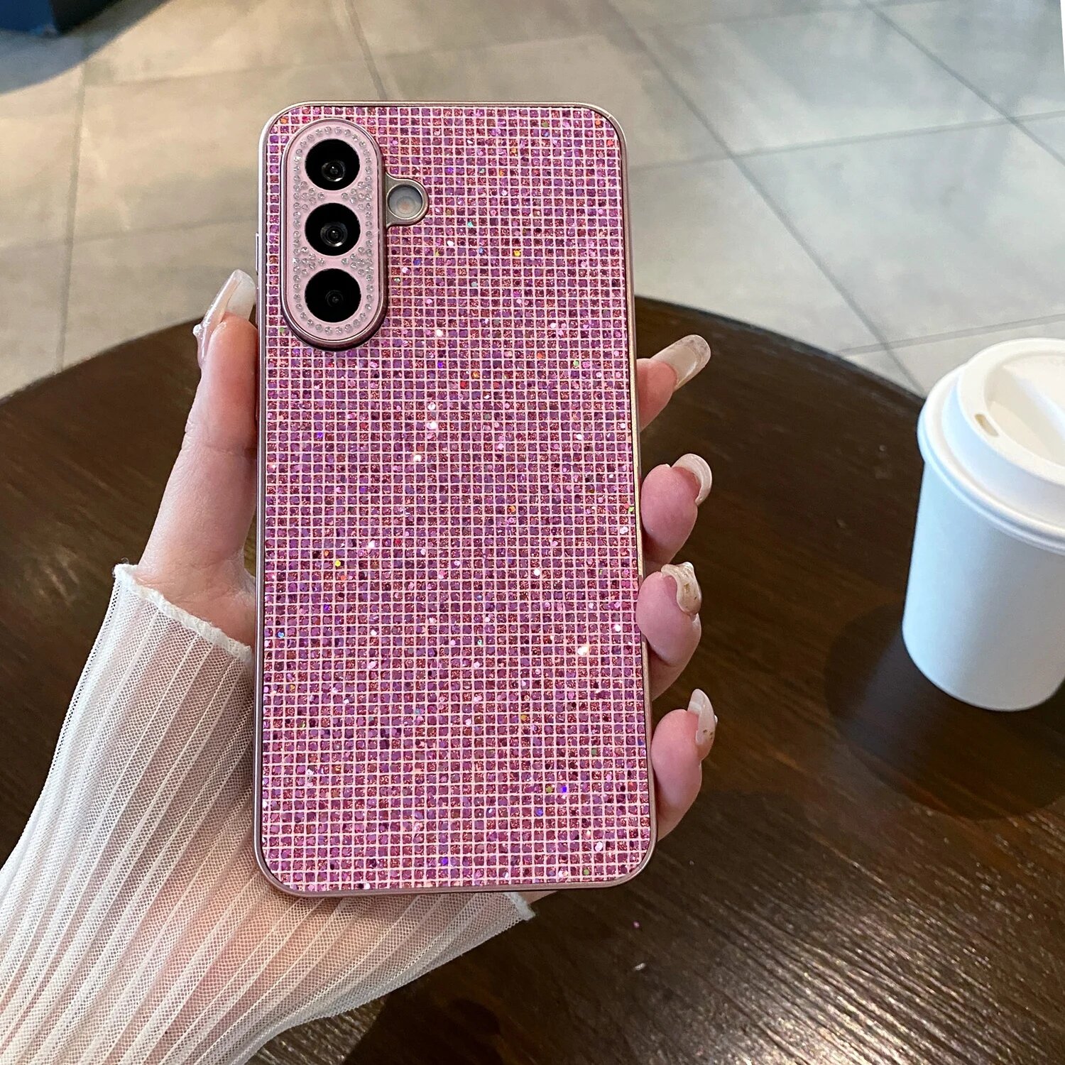 Розовый чехол для Samsung Galaxy A26 5G со стразами