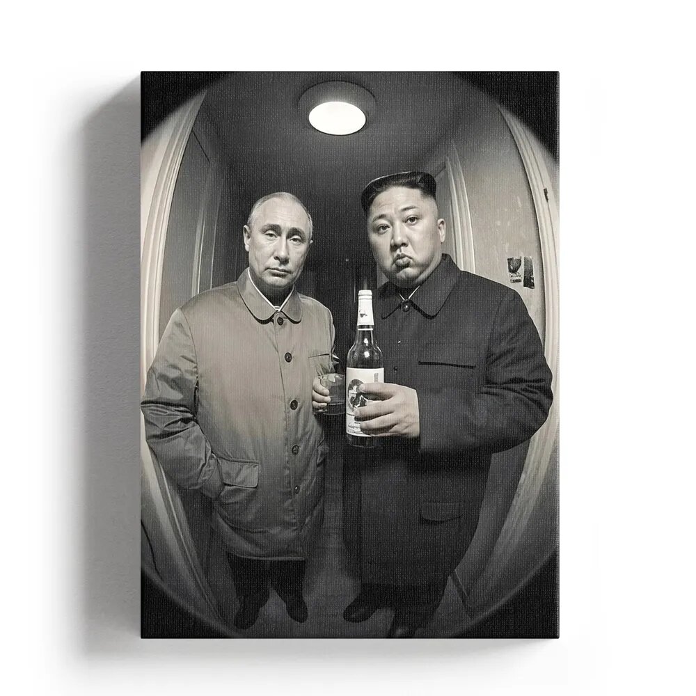 Картина "Путин и Ким Чен Ын", 35х28 см
