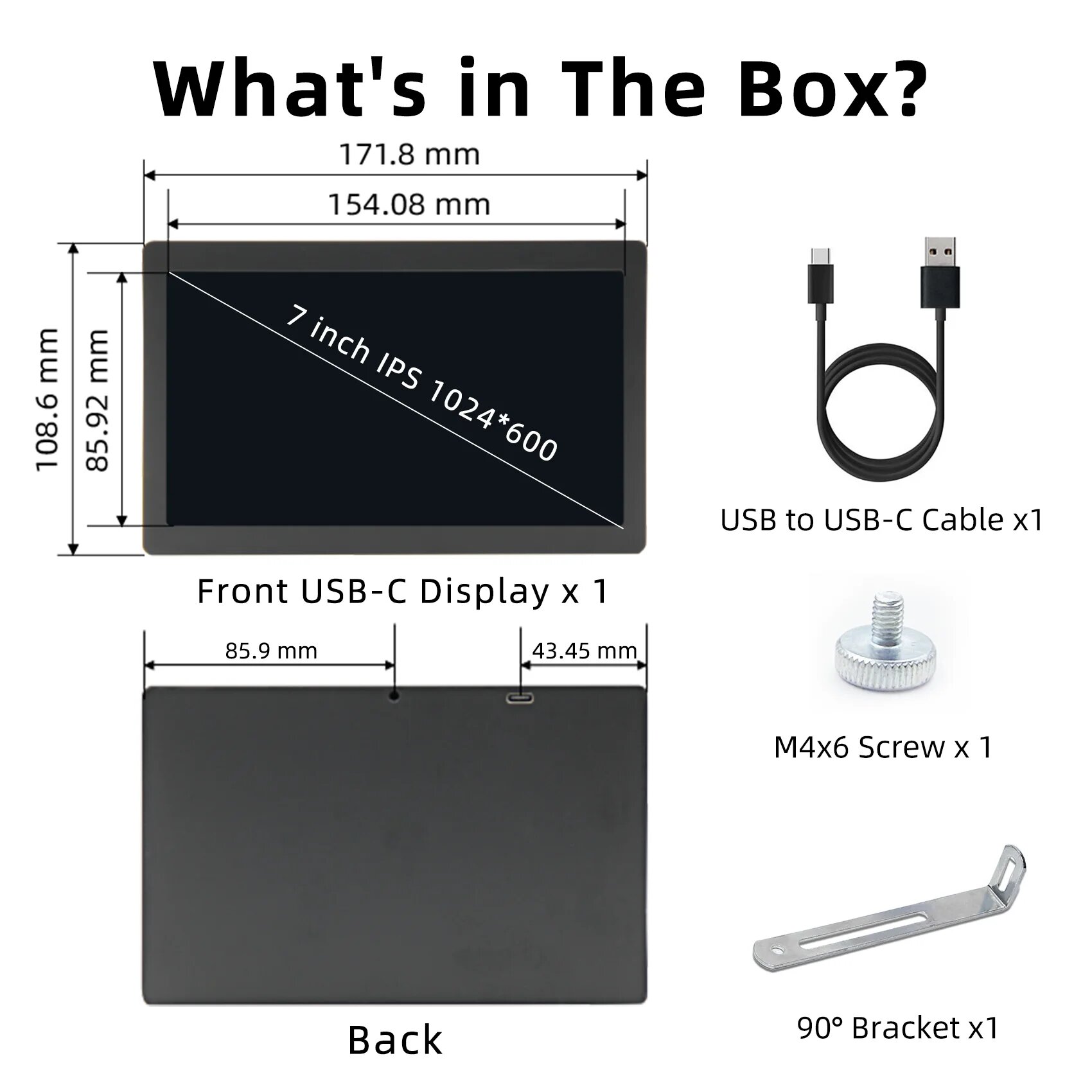 IPistBit 7-дюймовый USB дисплей 7inch