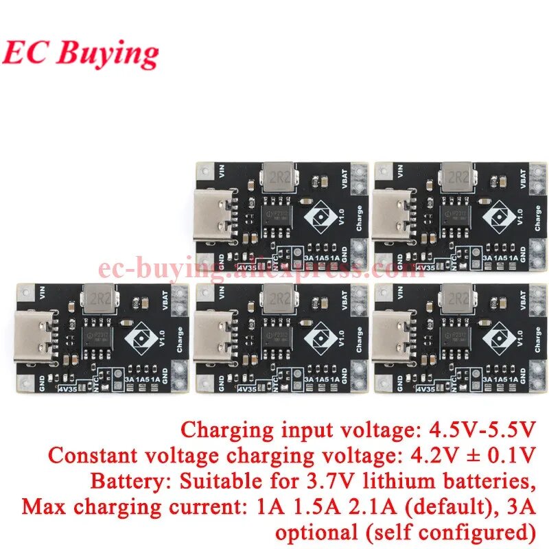 EC Buying модуль зарядки литиевой батареи 5В TYPE-C USB 3A