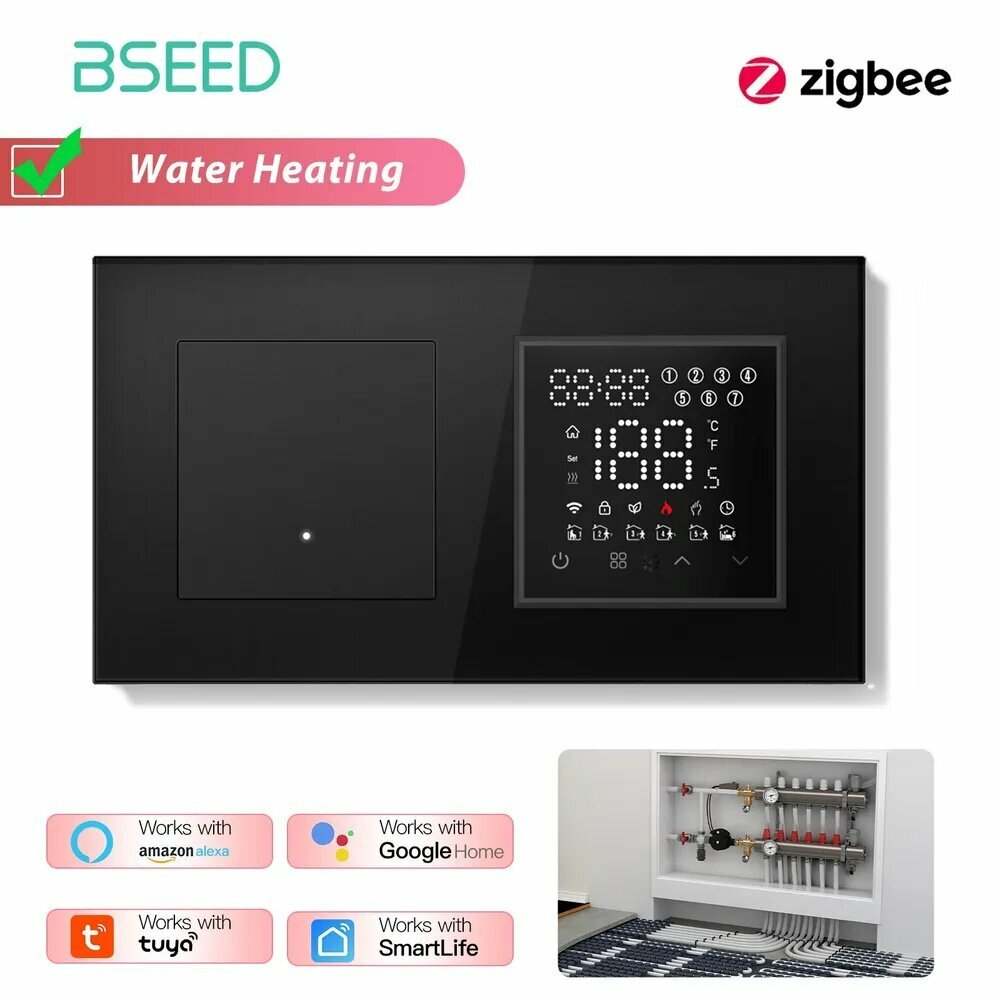 Терморегулятор с выключателем ZIGBEE с Алисой, 1 клавиша для теплого пола водяного отопления, Серия E