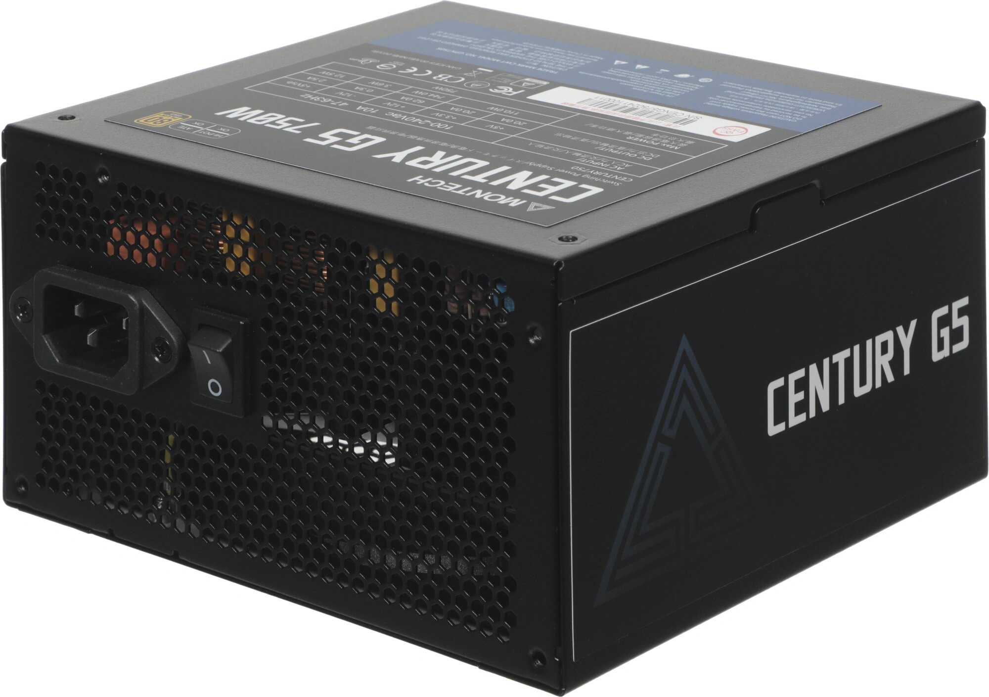 Блок питания Montech ATX 750W CENTURY GOLD G5 80+ gold (20+4pin) APFC 120mm fan SATA Cab Manag RTL