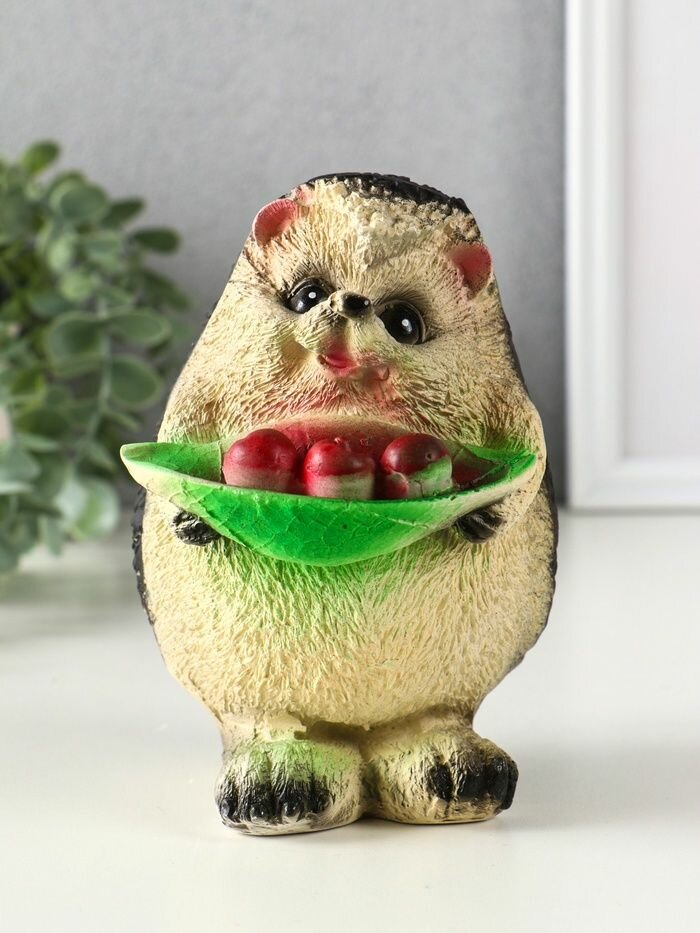 Копилка для денег Ежик с ягодами , гипс, 14.5 10 11.5 см