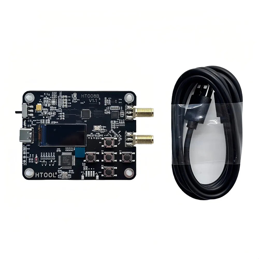 Генератор сигналов HTOOL MAX2871 50-6400 МГц HT008B Двухканальный 1 кГц разрешение Низкий фазовый шум Управление через USB UART Точки сканирования
