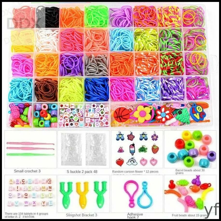 4300 шт. + 32 цвета ярких резинок Loom Bands наборы для изготовления уникальных браслетов, браслетов-колец и поделок
