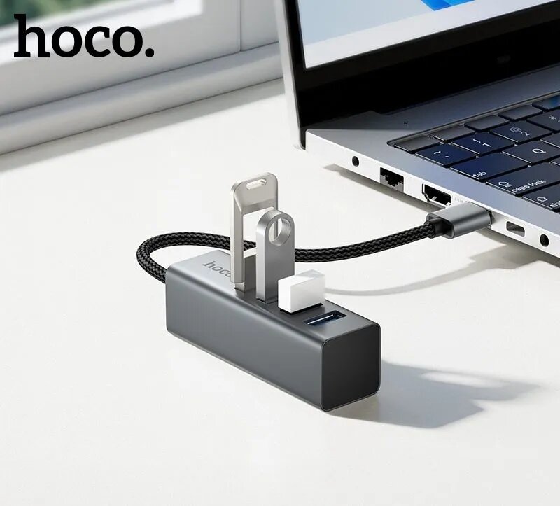 USB HUB разветвитель HOCO HB1B ЮСБ концентратор для ноутбука на 4 порта
