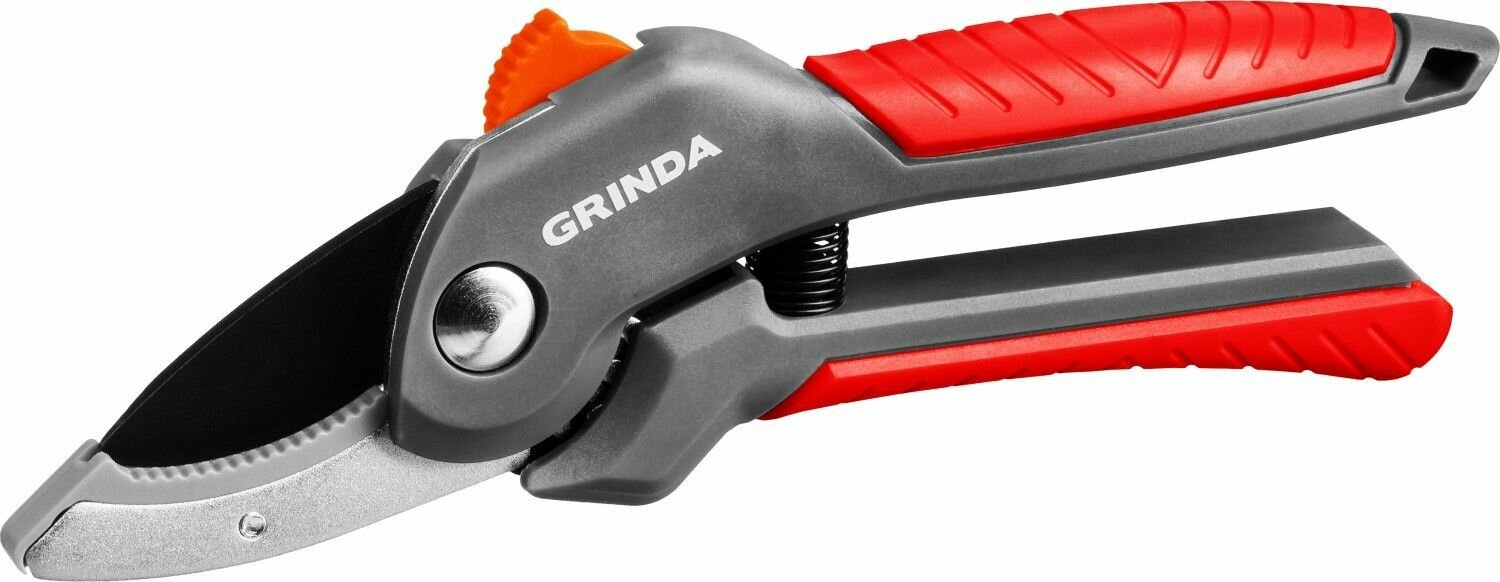 Секатор с двухкомпонентными рукоятками, контактный, 200 мм, GRINDA G-24