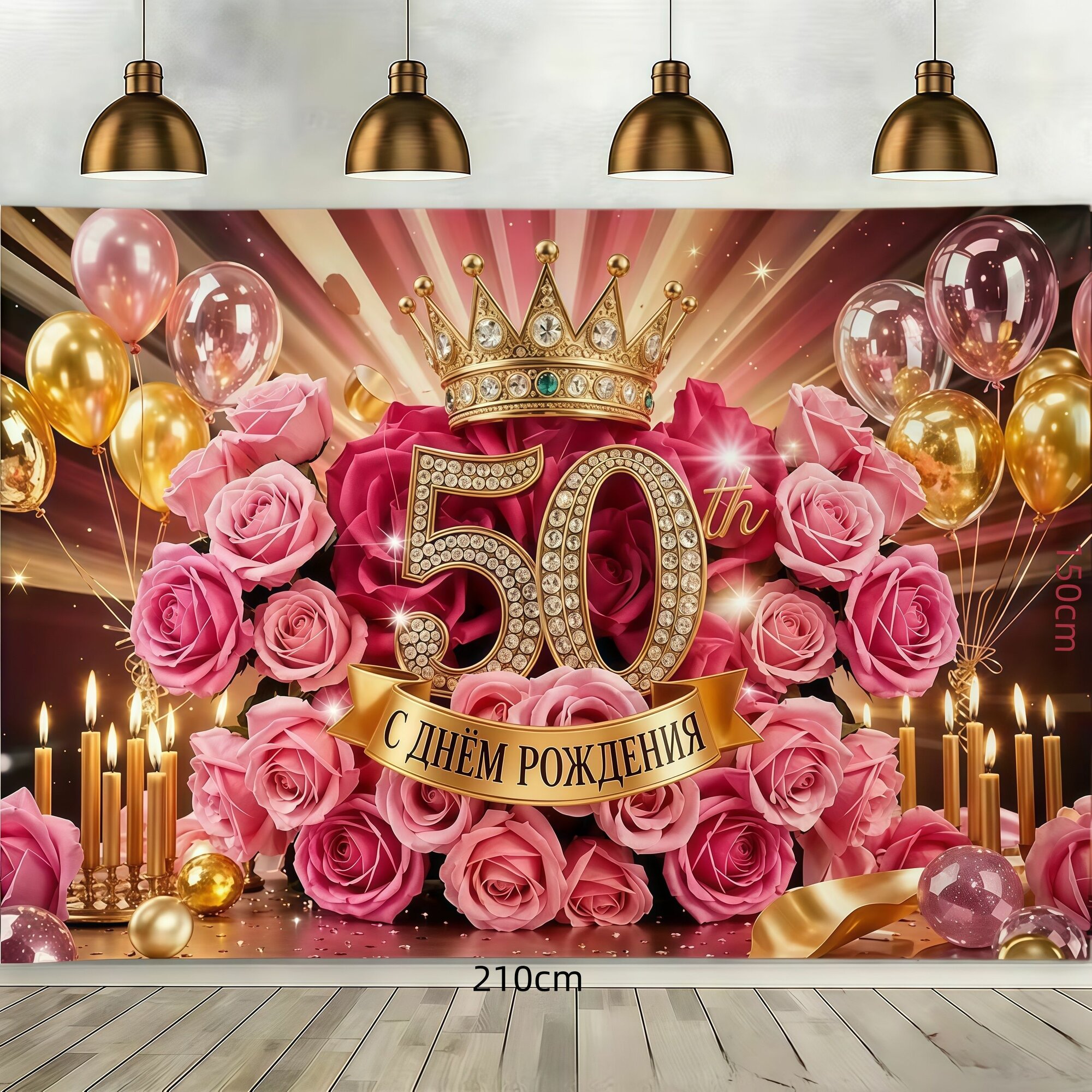 Баннер для праздника "Розовая роза", 210 см х 150 см