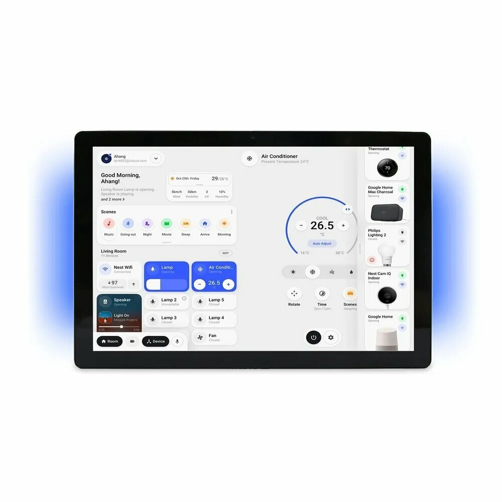 Настенная панель управления умным домом, Android 10,1-дюймовый дисплей LED IPS