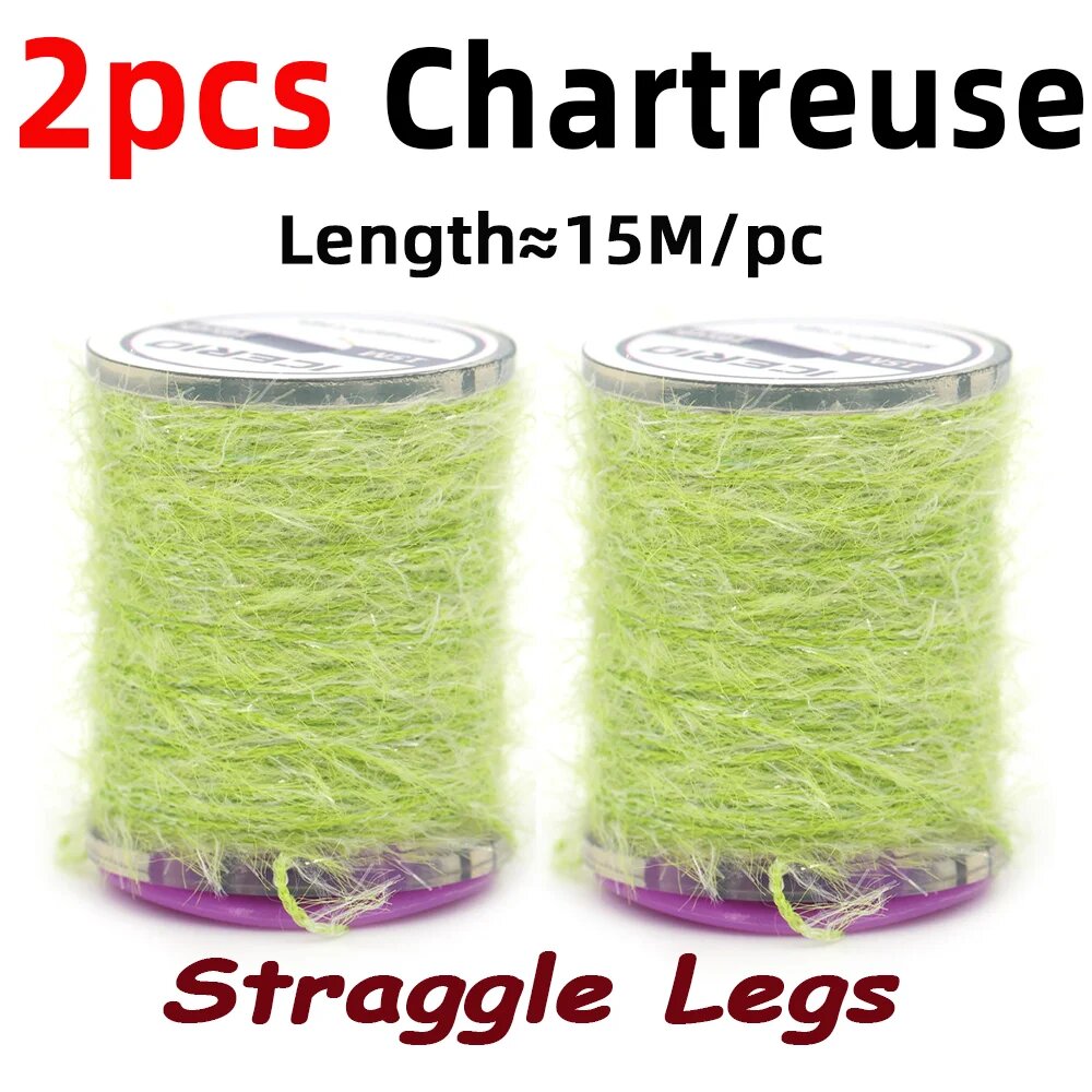 Wifreo Страггл Леги Муха для Рыбалки Зеленый, 2pcs Chartreuse