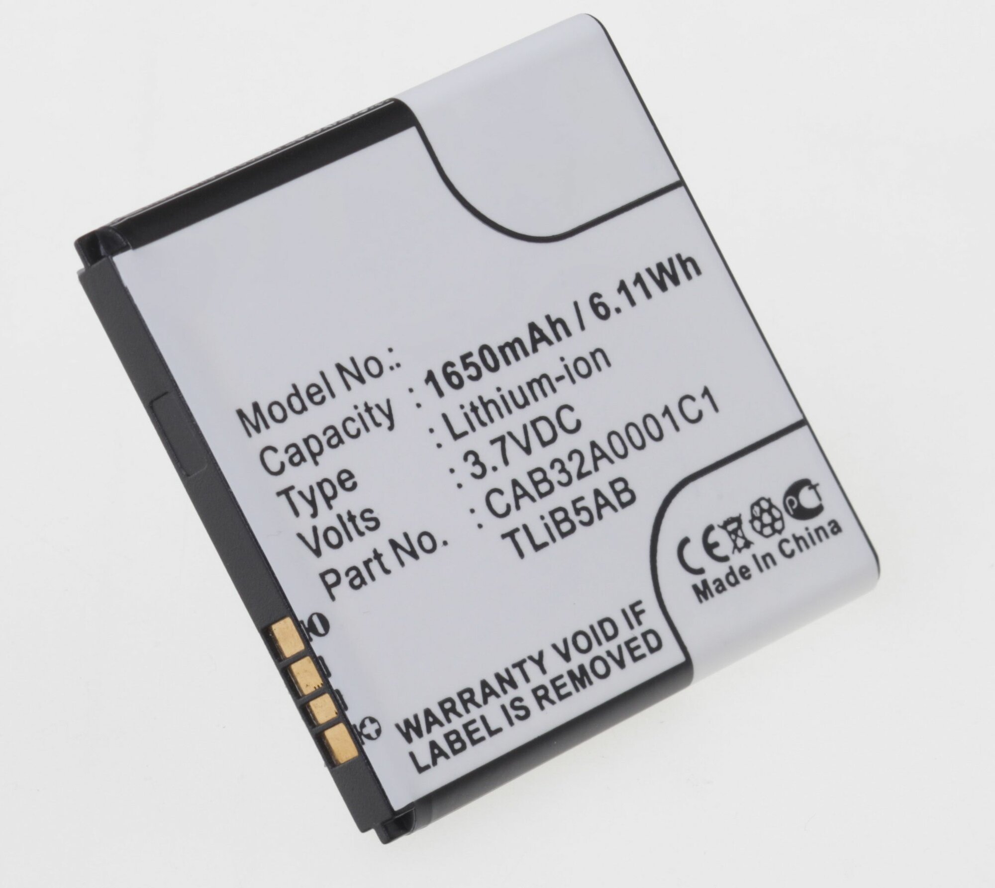Аккумуляторная батарея iBatt 1650mAh для TCL TLiB5AB, CAB32A0001C1, CAB1500007C1, A980, D662, A986, OT-918 Mix, One Touch 918 Mix,