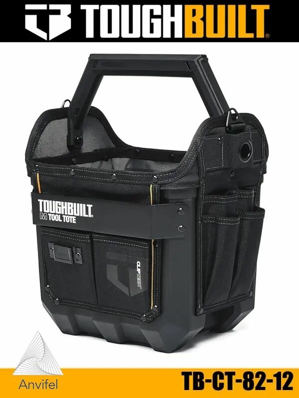 TOUGHBUILT TB-CT-82-12, Сумка для инструментов средняя, открытая, 12 дюймов, водонепроницаемая, с жестким дном, прочная, вместительная