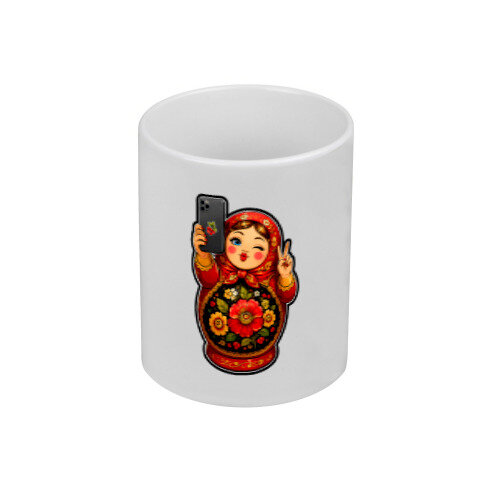 Кружка «Матрешка в хохломе селфи» (белый)