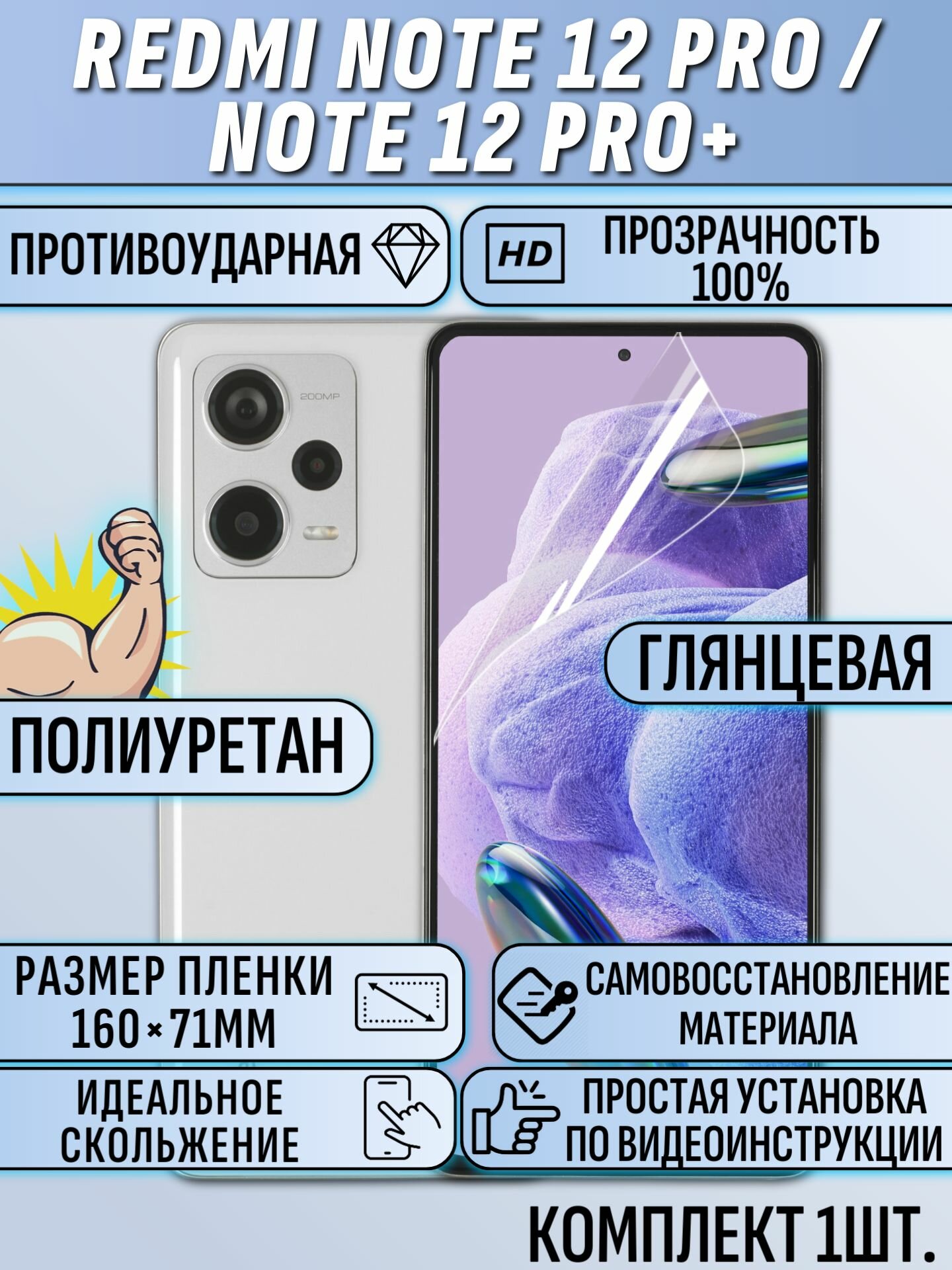 Гидрогелевая пленка Xiaomi Redmi Note 12 Pro / Note 12 Pro Plus