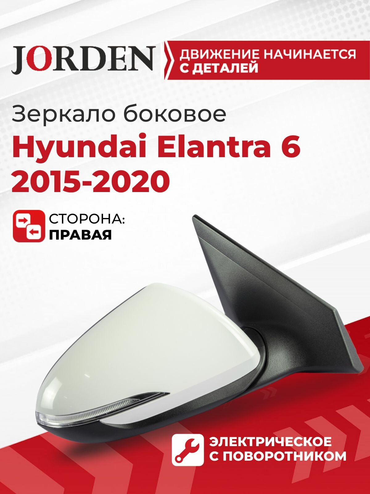 Зеркало правое Хендай Элантра Hyundai Elantra AD 6 2015-2020, боковое наружное заднего вида электрическое с повторителем поворота 5 pin