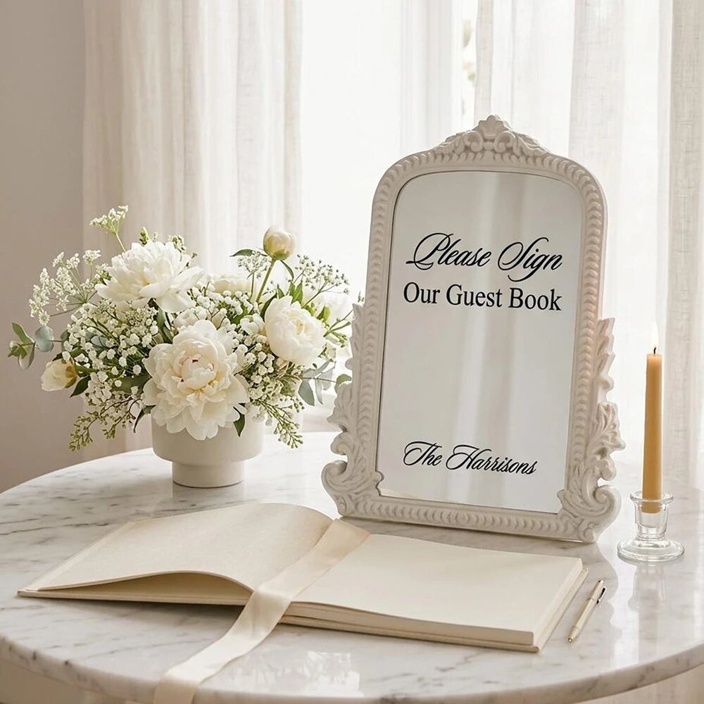 Наклейки на зеркало для гостевой книги свадьба, White text, option 4