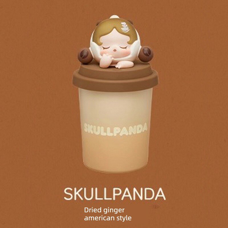 Фигурный ароматический свечной держатель Pop Mart Skullpanda Coffee Factory с ароматом имбирный американо,