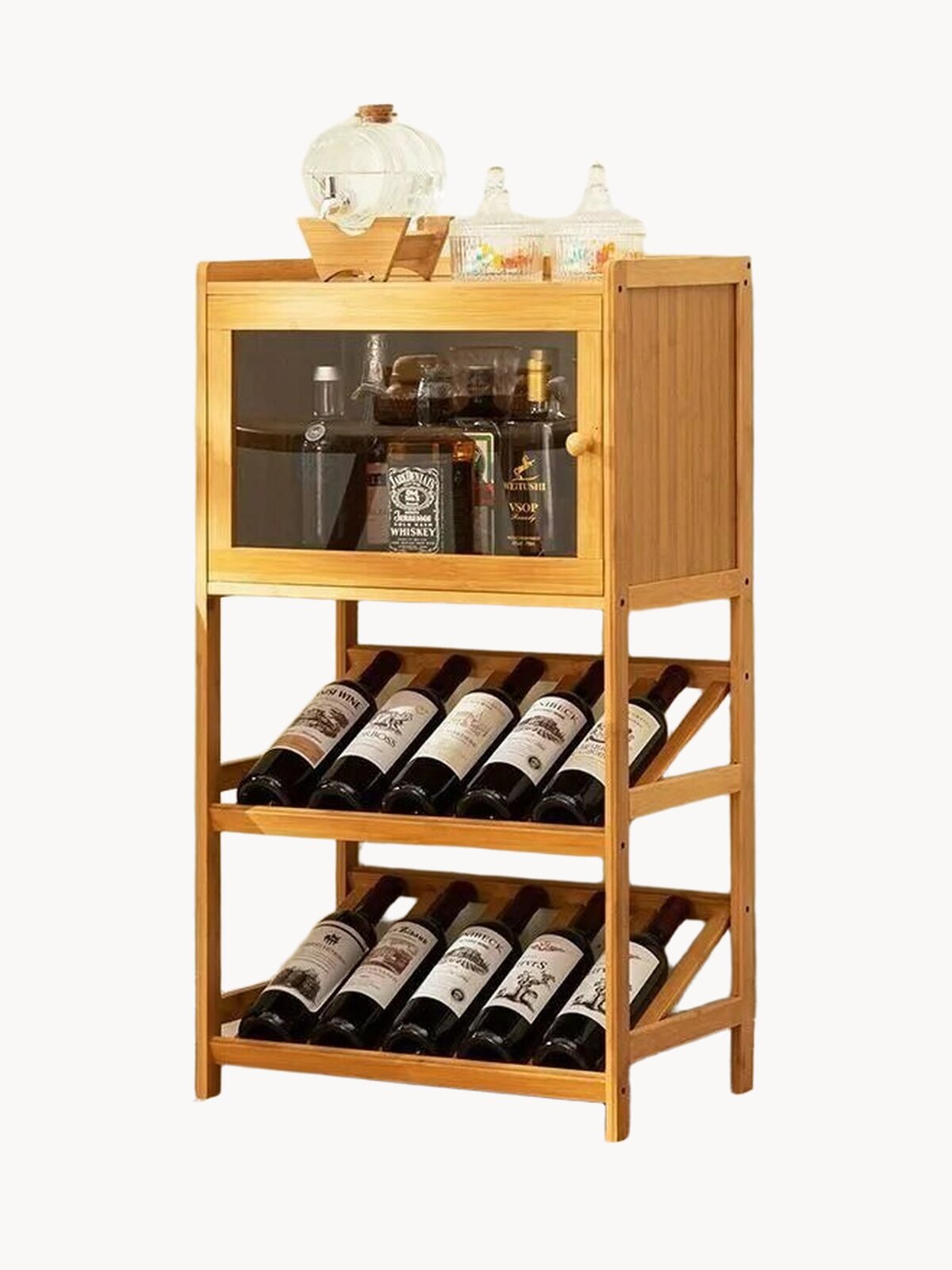 Барный шкаф "Домашний винный холодильник", тройной, светло-коричневый