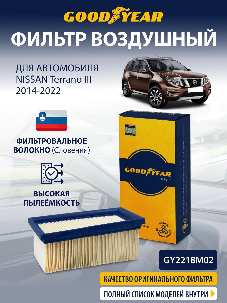 Фильтр воздушный NISSAN Terrano 3 пок. (Ниссан Террано 3 покол. D10) 2014-2022