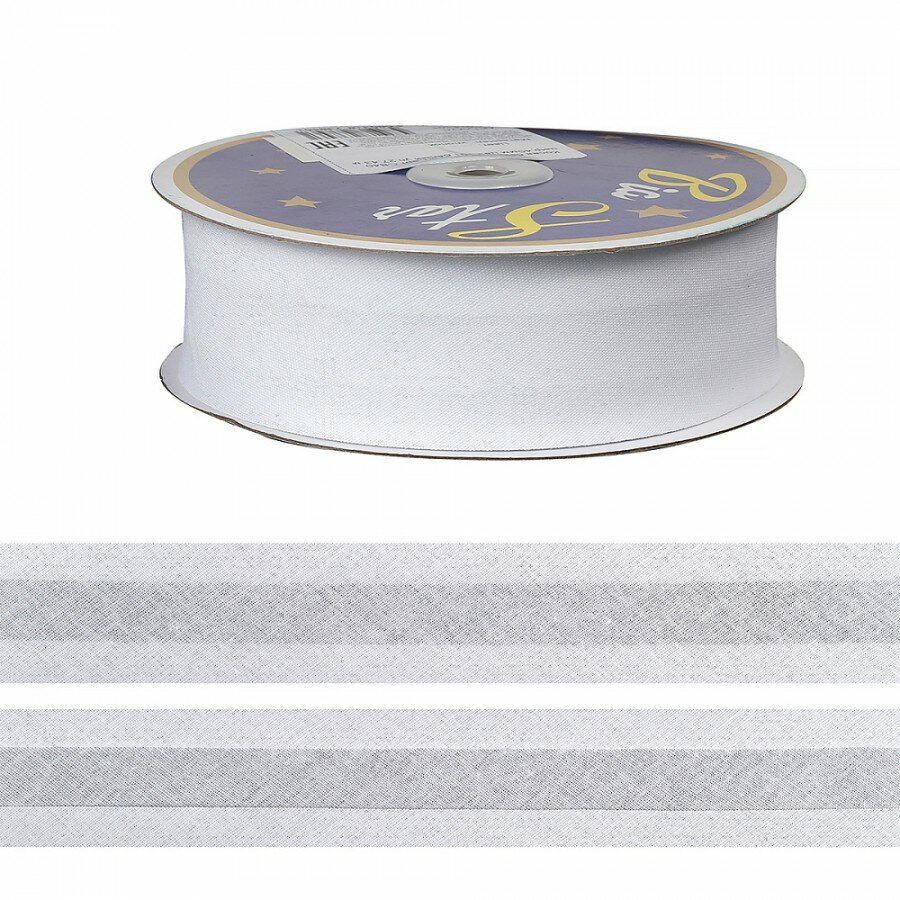 Косая бейка хлопок TBY CB40 шир.40мм F101 белый 27,43 м
