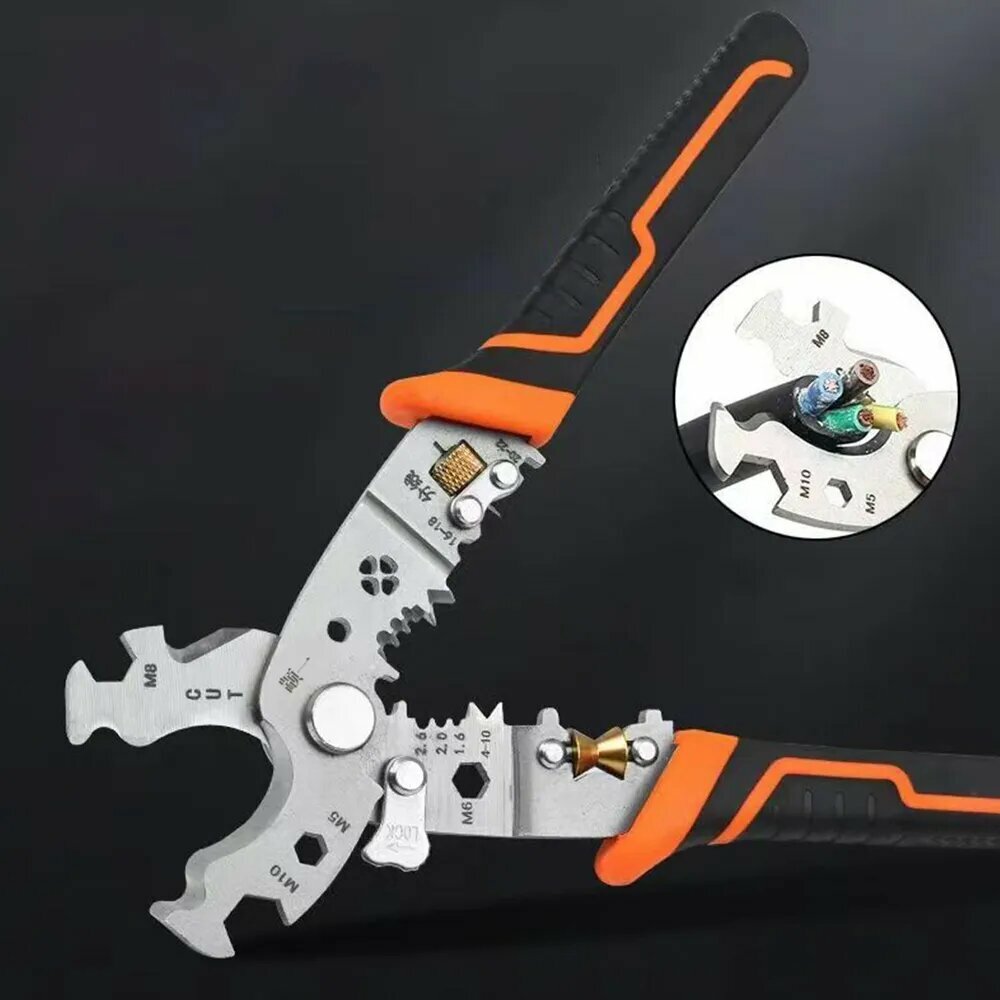 Многофункциональные плоскогубцы для электрика/ разветвителя/зачистки проводов, с функцией гаечного ключа TC