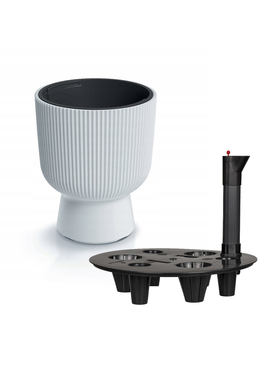 Кашпо со вставкой и автополивом для цветов Prosperplast Milly, 8,5 л, белый + система для автополива WR2