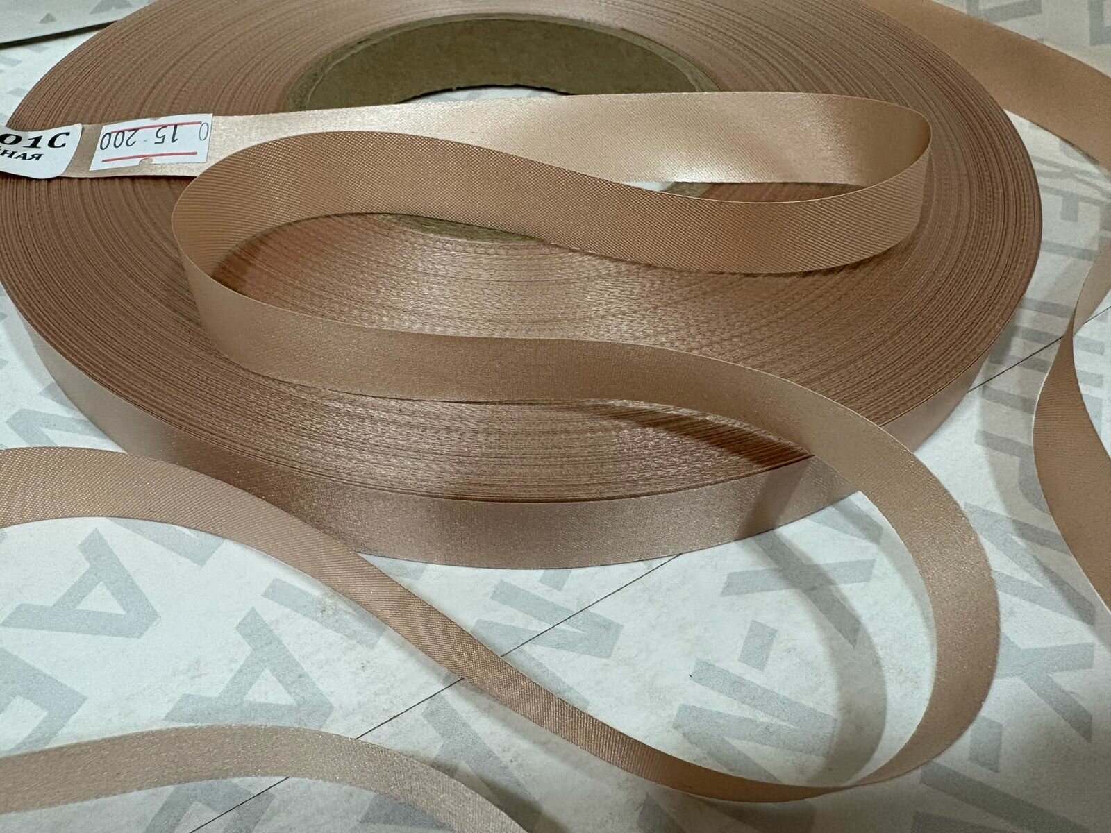 Лента сатиновая кофейная 15х200 (для TT-печати) 1 рулон в комплекте