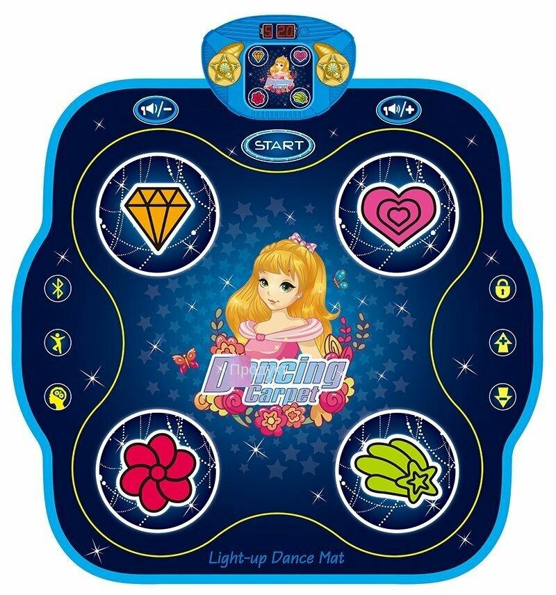 Детский электронный коврик для танцев со светящимися 4 кнопками и беспроводным Bluetooth, встроенной музыкой, подарок на день рождения, подходит в качестве игрушки для девочек 4-8 и 8-12 лет-3