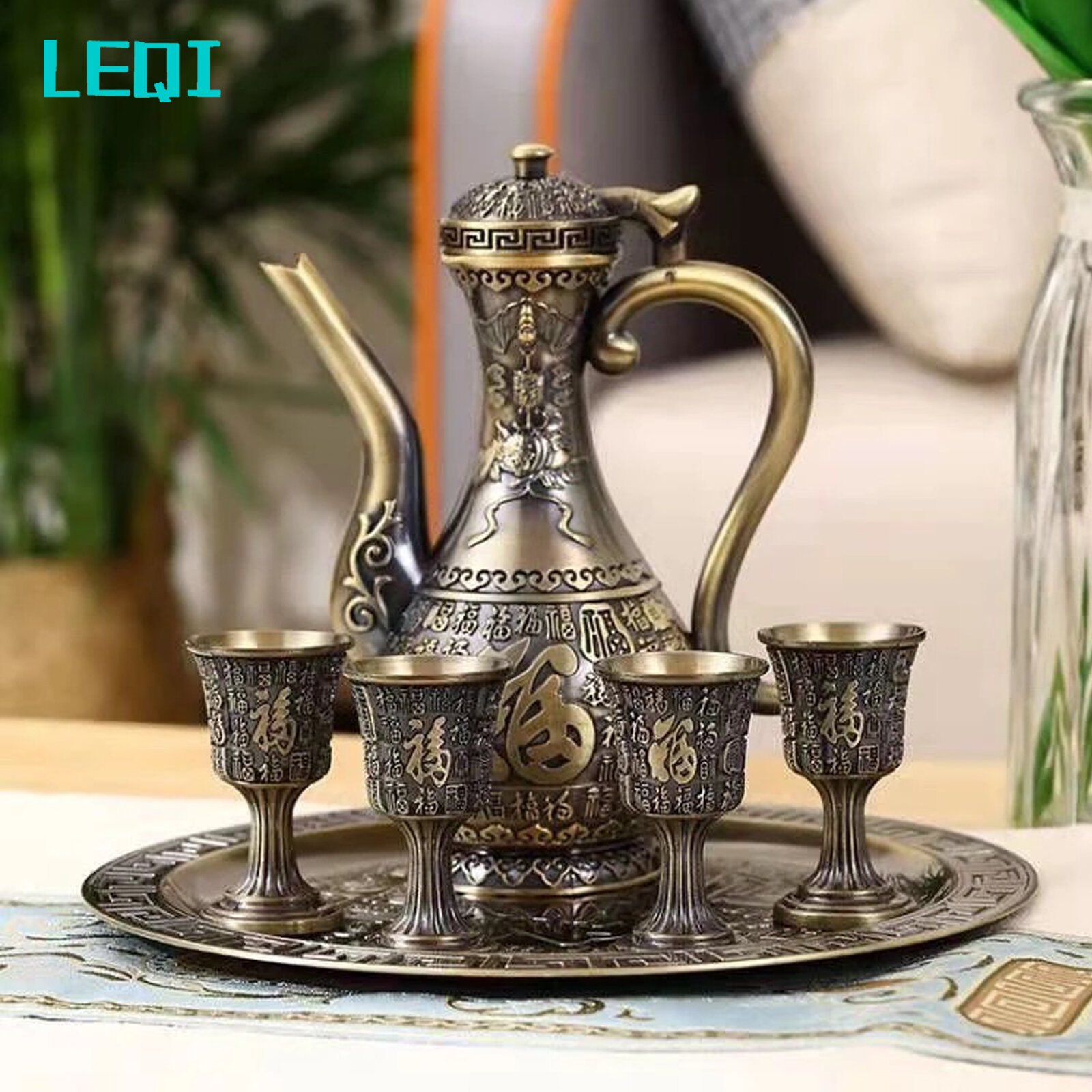 Набор бокалов для вина 'удача' кубок для вина c кувшином и подносом,