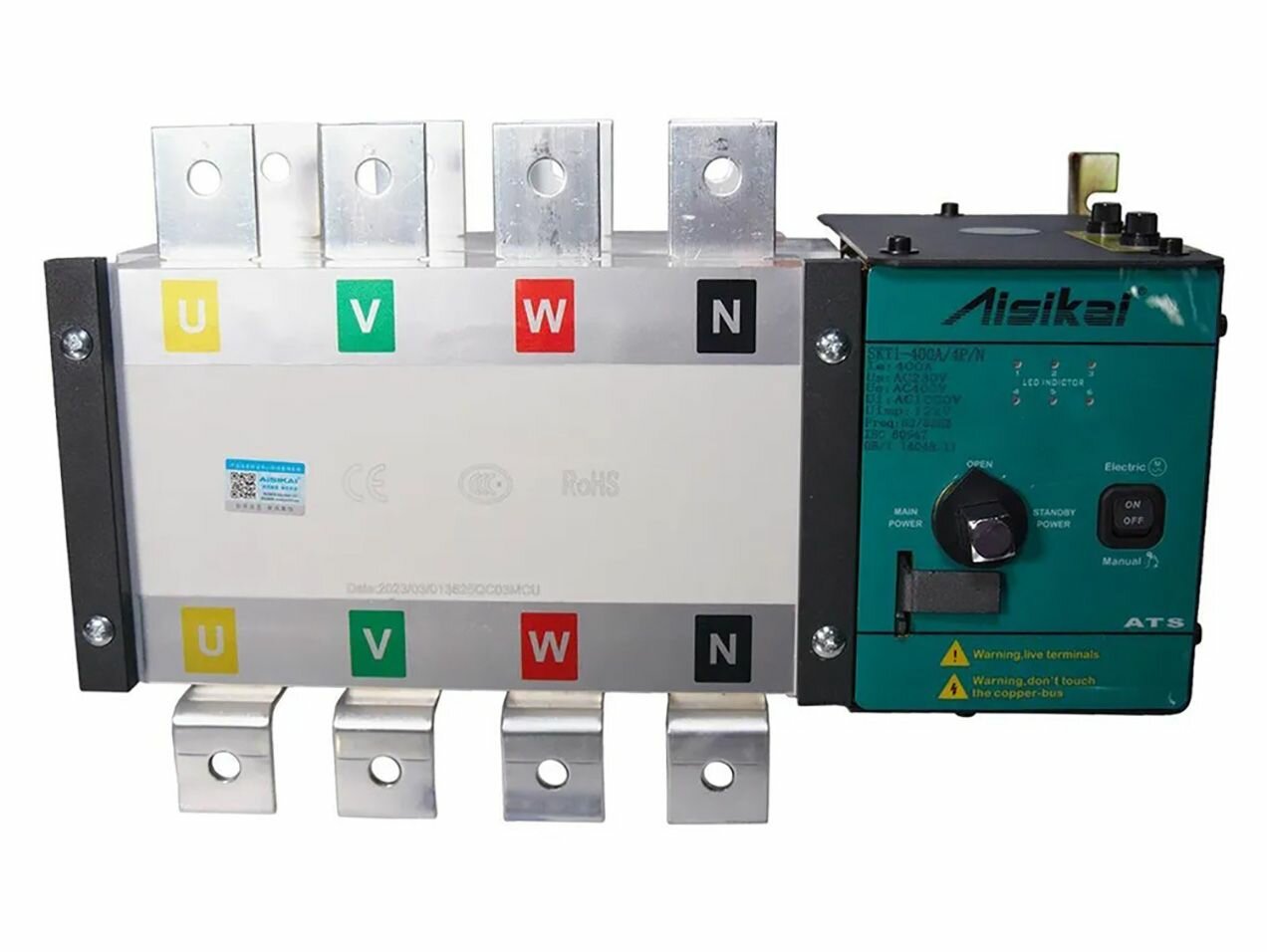 Рубильник реверсивный автоматический SKT1-400A/4P AISIKAI