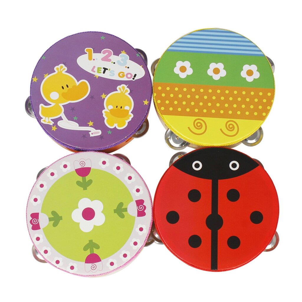 Деревянный Мини-Бубен Ручной Колокольчик Барабан для Малышей Дети 6 дюймов Милый Бубен Детский Деревянный Ударный Инструмент