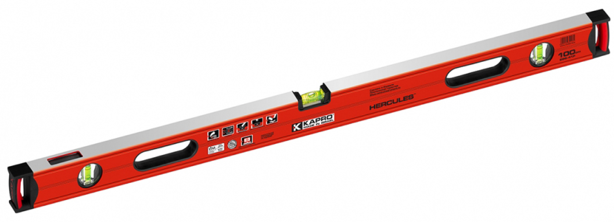 Уровень строительный KAPRO / Капро 986 Геркулес с фрезерованной рабочей поверхностью, 3 колбы из полиакрила, алюминиевый, 100см / измерительный инструмент