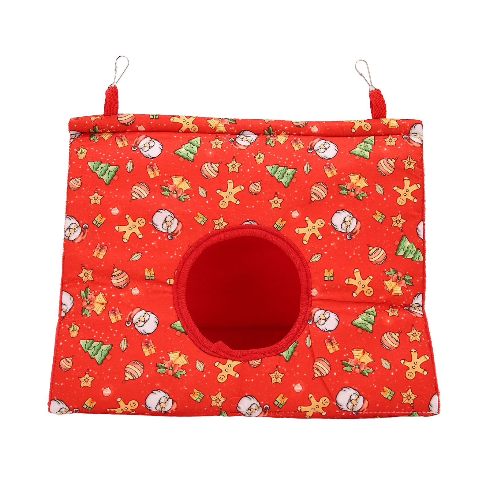 Подвесная кровать для попугая, пушистое, толстое, треугольное гнездо для попугая, для отдыха, укрытия, игры, сна, L, красное Рождество