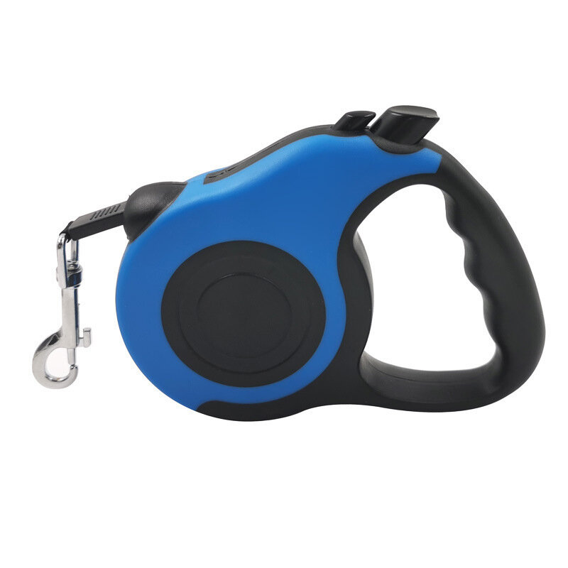 Retractable Pet Leash Button Control Ergonomic Handle Safe Dog Walking Belt for Cat Rabbit 16.4ft Blue