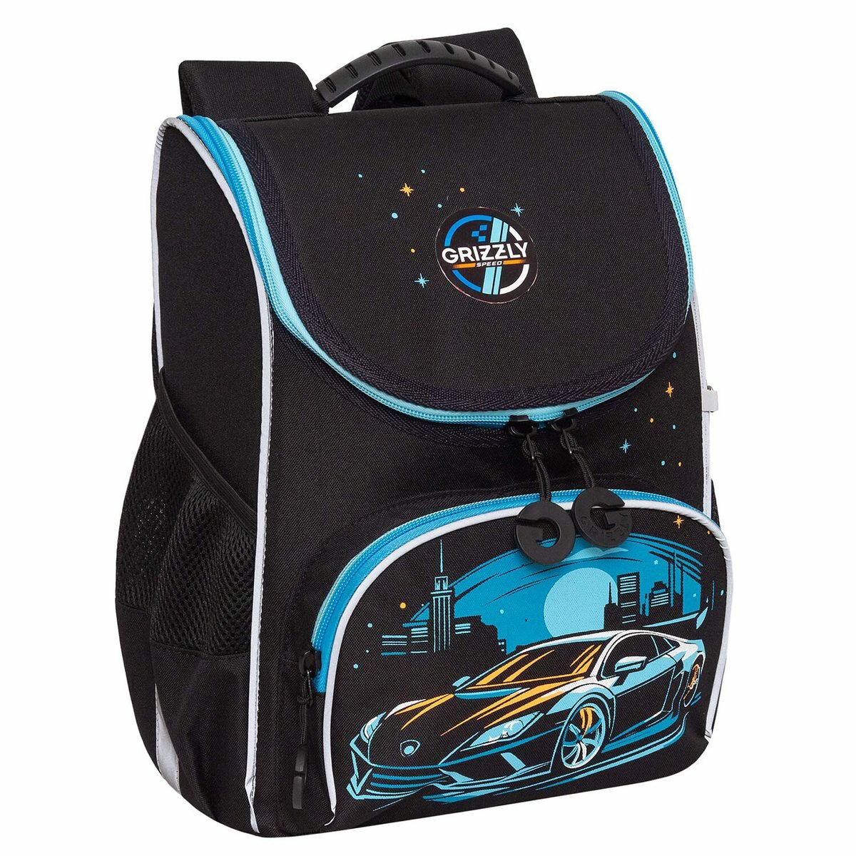 Ранец школьный Grizzly "MOONLIGHT RACE", 33х25х13см, анатомический, с мешком для обуви (RAm-585-2/2)