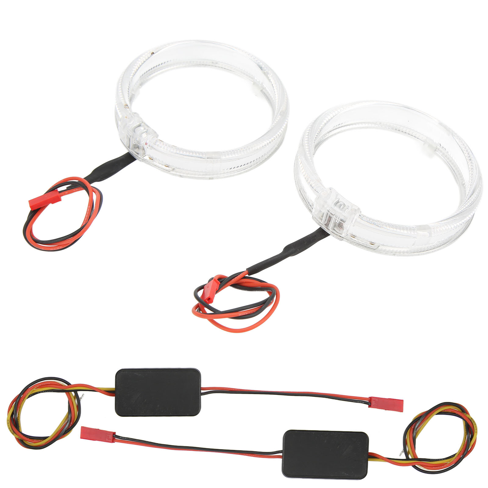 2 шт. Автомобильный светодиодный световод ангельские глазки Halo Ring Фара Лампа дневного света 9‑36 В для автомобиля Ice Blue