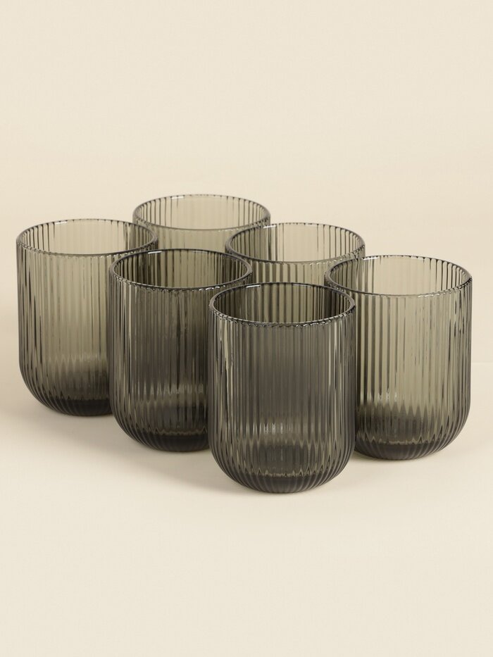 Стаканы SL Home «Модерн», 260 мл, 7.5×9.5 см, набор 6 шт, стекло, графитовые