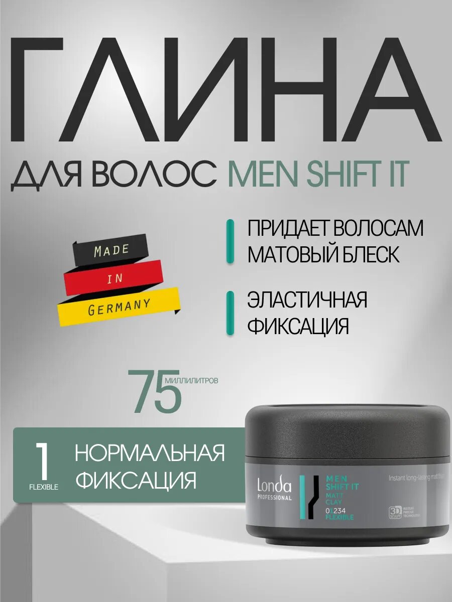 Матовая глина для волос Londa SHIFT IT нормальной (эластичной) фиксации 75 мл (для мужчин)