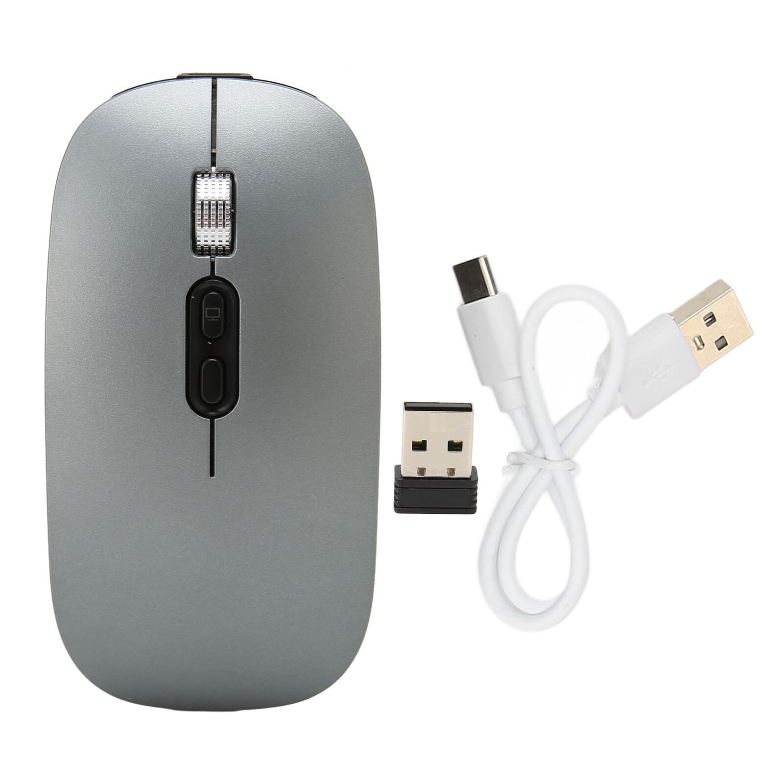 Bluetooth Mouse Silent Type C Зарядка 2,4 г беспроводной мыши с красочным светом для MacBook для Windows для компьютера темно -серый