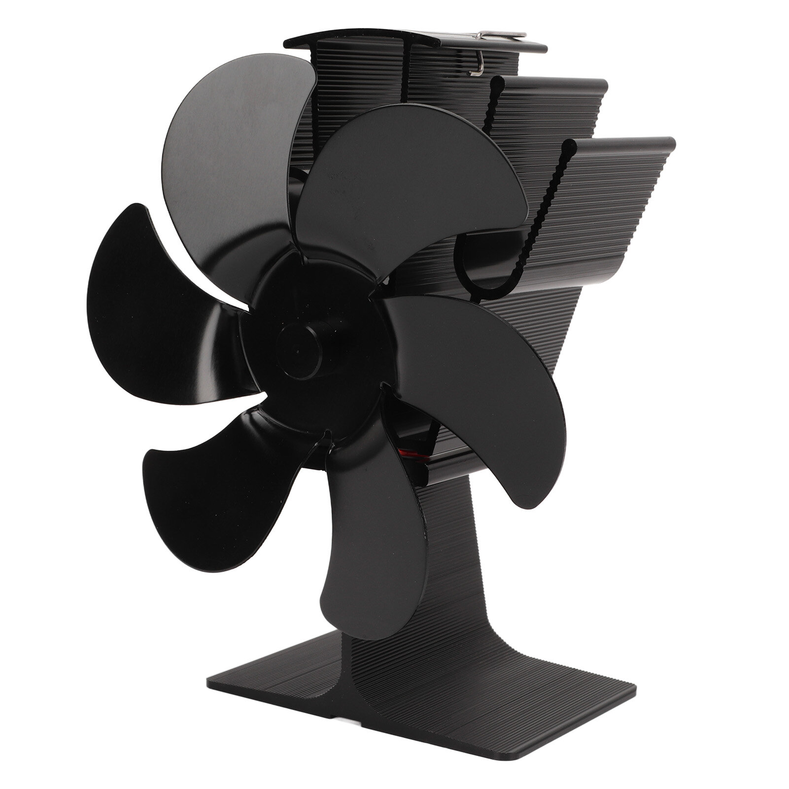 Тепловой вентилятор для камина Неэлектрический самозапускающийся вентилятор для плиты Устойчивый к высоким температурам энергосберегающий вентилятор 6 лопастей Черный