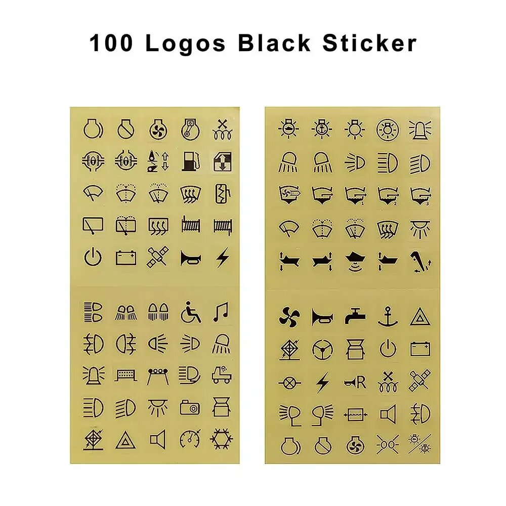 100/144 шт. универсальные наклейки для ремонта кнопки приборной панели автомобиля, 100pcs Black