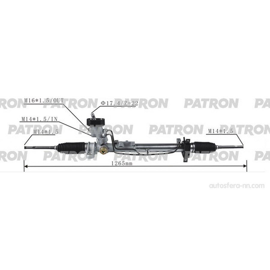PATRON PSG3001 Рейка рулевая гидравлическая AUDI: A3 / SEAT: LEON, TOLEDO / SKODA: OCTAVIA / VW: BORA, GOLF 1996-03 с шасси №1JWP050833 длина 1300mm ZF