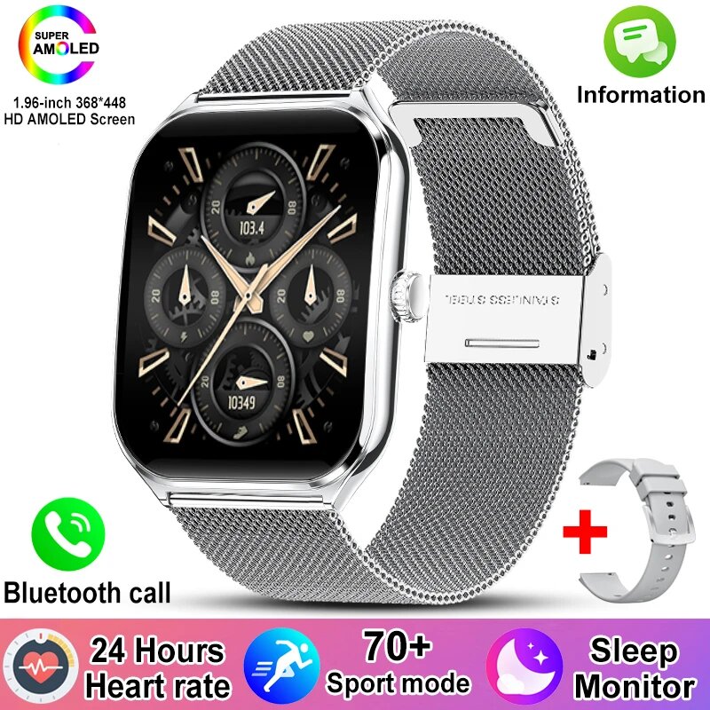 Умные часы OPPO 1.96" AMOLED, серый, Silver mesh belt
