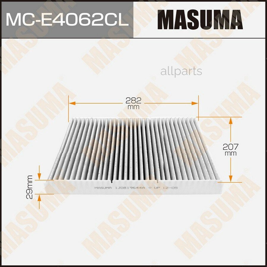 MASUMA MC-E4062CL фильтр салона! угольн. полифенол,280x205x29\ VW Golf 4/Bora, Audi A3/TT 1.4i-1.9SDi/TDi 96>