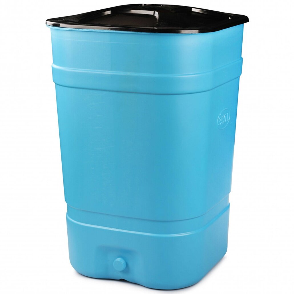 Бочка-бак квадратная 350л с крышкой, пластик, для воды, 69,5х69,5х106см