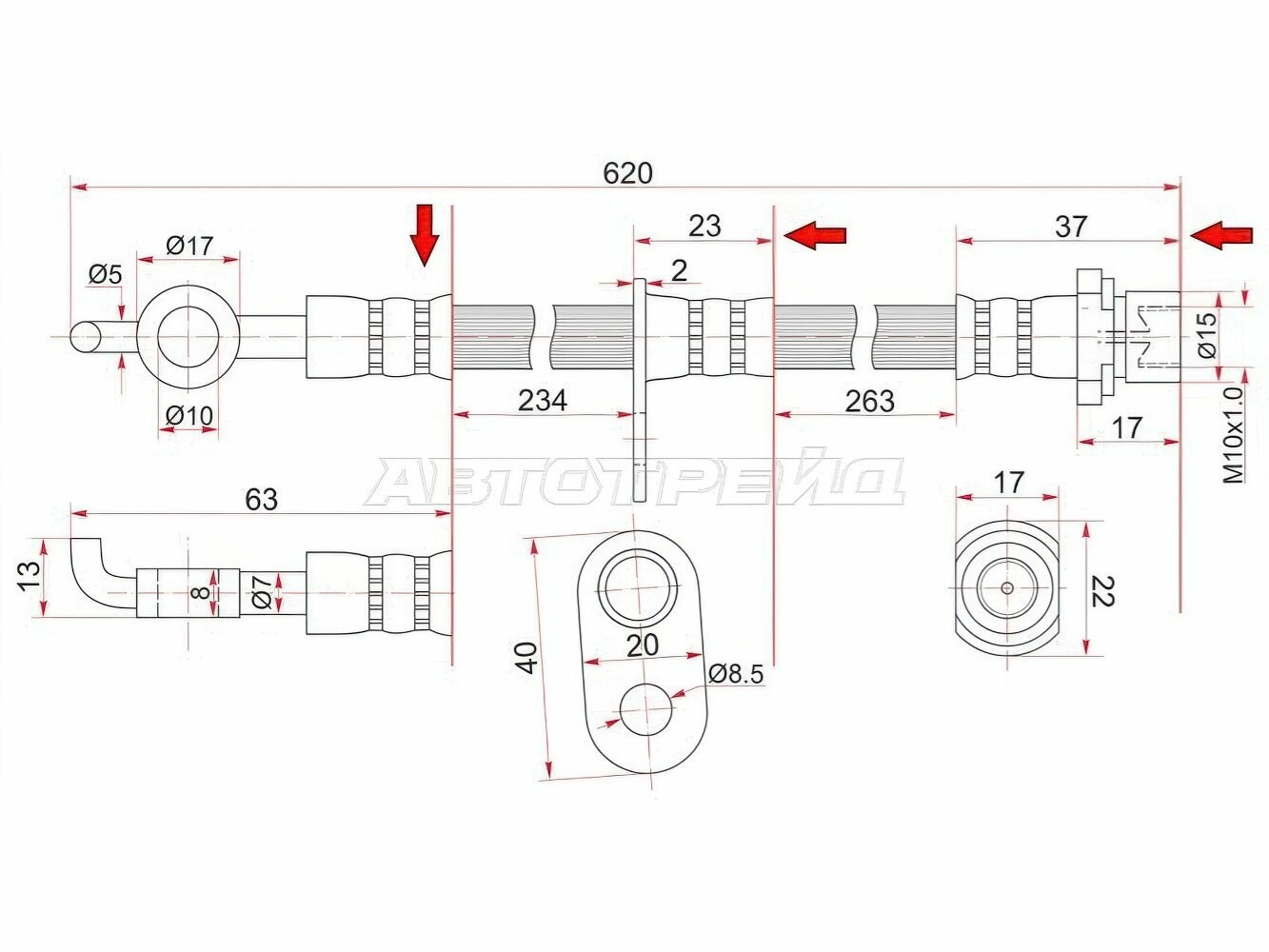 Шланг тормозной передний левый для Тойота Королла, Матрикс, Пикник Авенсис арт ST9094702C48 SAT