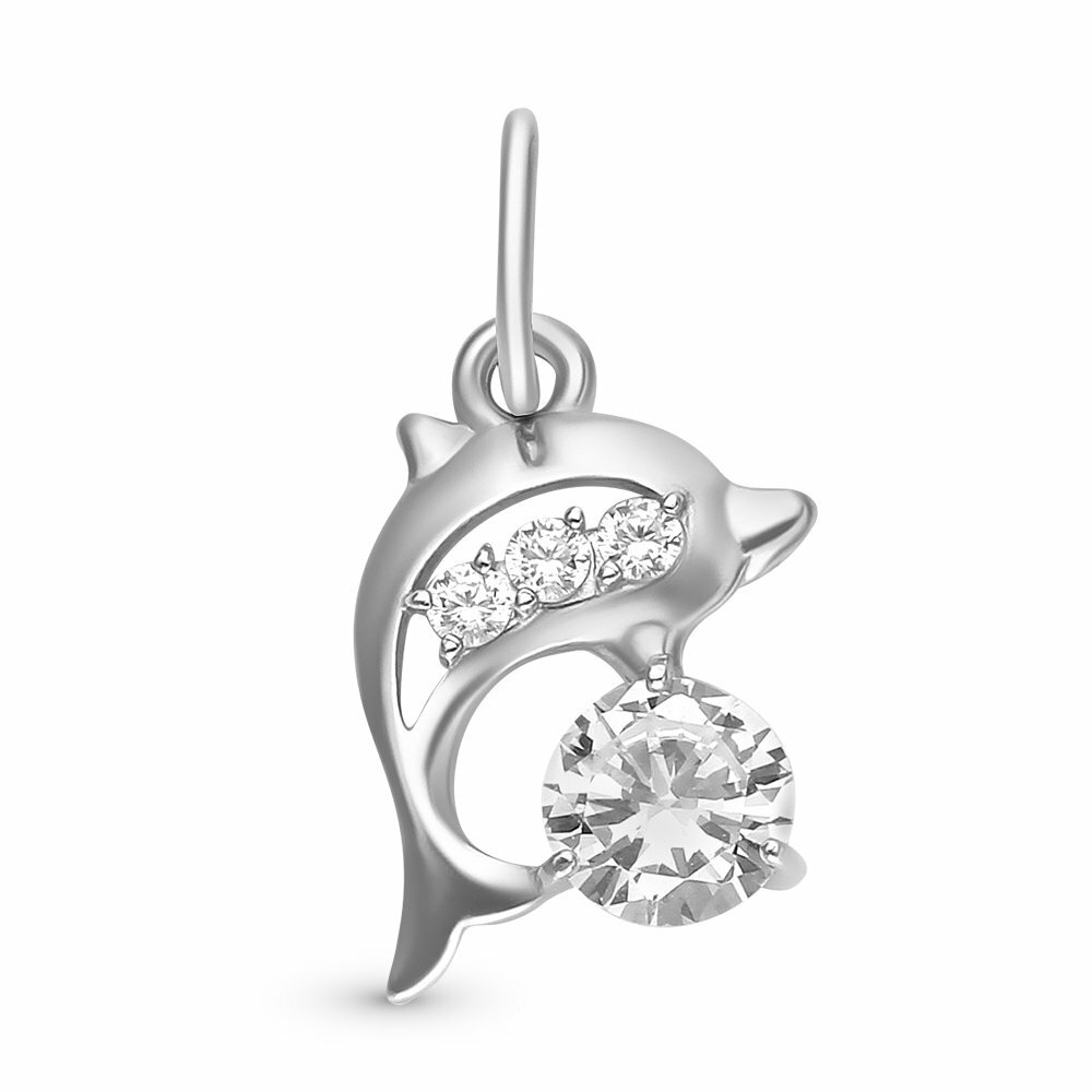 Подвеска 585GOLD, серебро, 925 проба, родирование, фианит