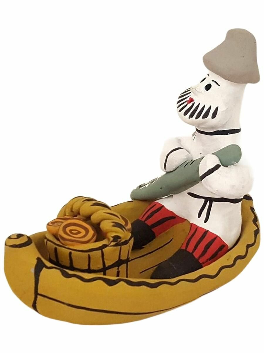 Мужичок в лодке (1), Каргопольская глиняная игрушка, ручная авторская работа