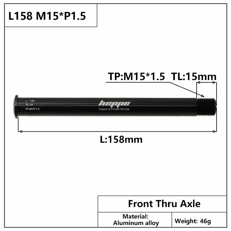 HEPPE Сквозная ось для велосипеда L158 M15x1.5 TL15 черная