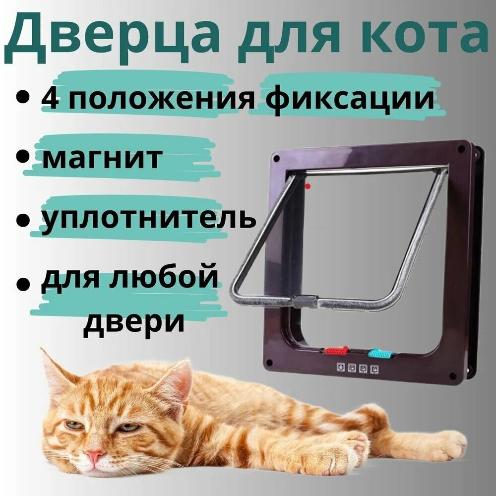 Дверца для кошек врезная, уличная, в межкомнатную дверь